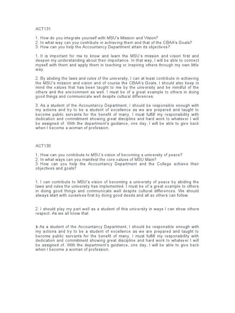 Assessment MSU Mission, Vision and Goals | PDF | Goal | University