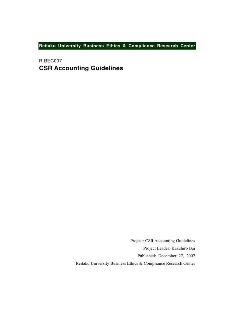 CSR Accounting Guidelines: R-BEC007 | PDF | Corporate Social ...