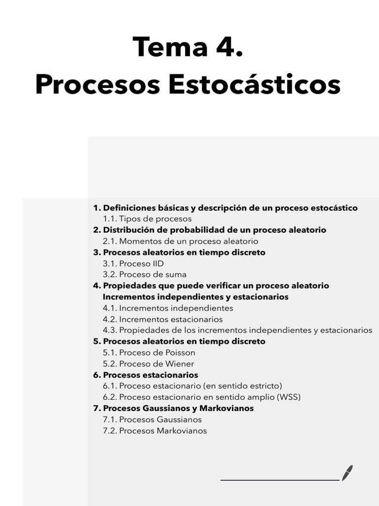 Tema 4. Procesos Estocásticos PDF | PDF | Proceso estocástico ...