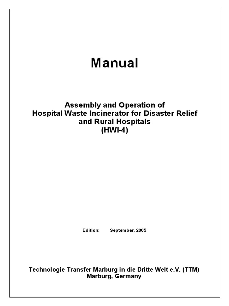 Manual: Assembly and Operation of Hospital Waste Incinerator For ...