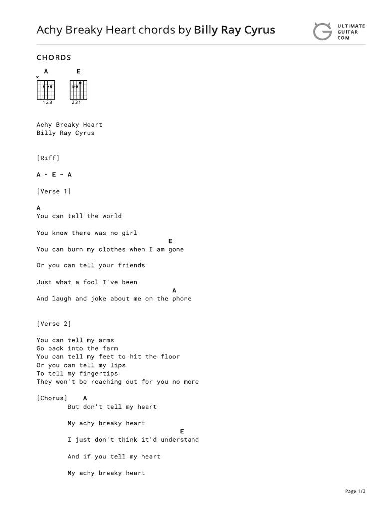 Achy Breaky Heart Chords by Billy Ray Cyrus PDF | PDF