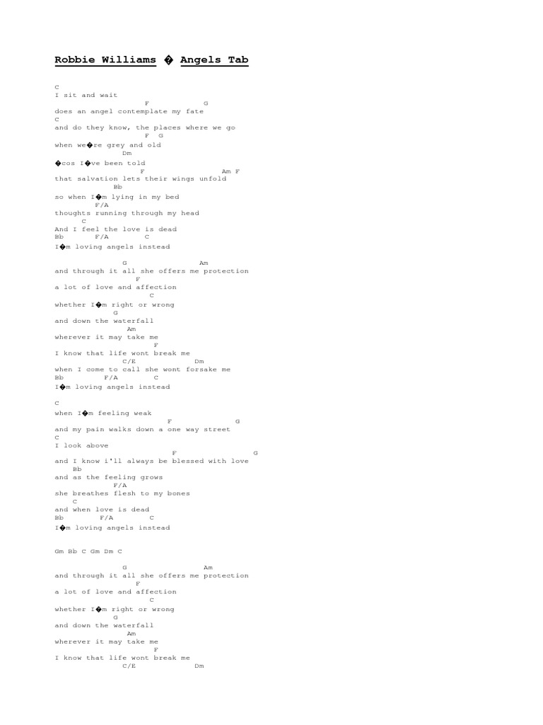 Robbie Williams Angels Tab | PDF