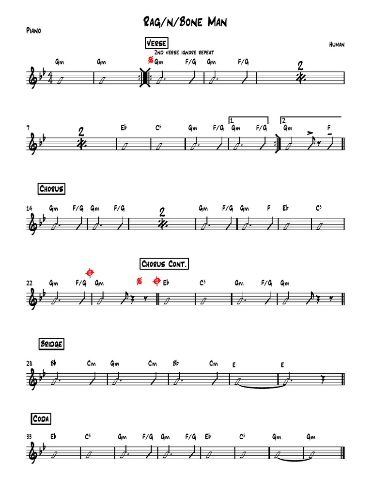 Rag'n'Bone Man Human - Piano | PDF | Musical Forms