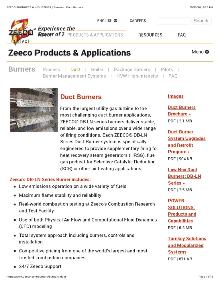 ZEECO PRODUCTS & INDUSTRIES - Burners - Duct Burners | Download Free ...