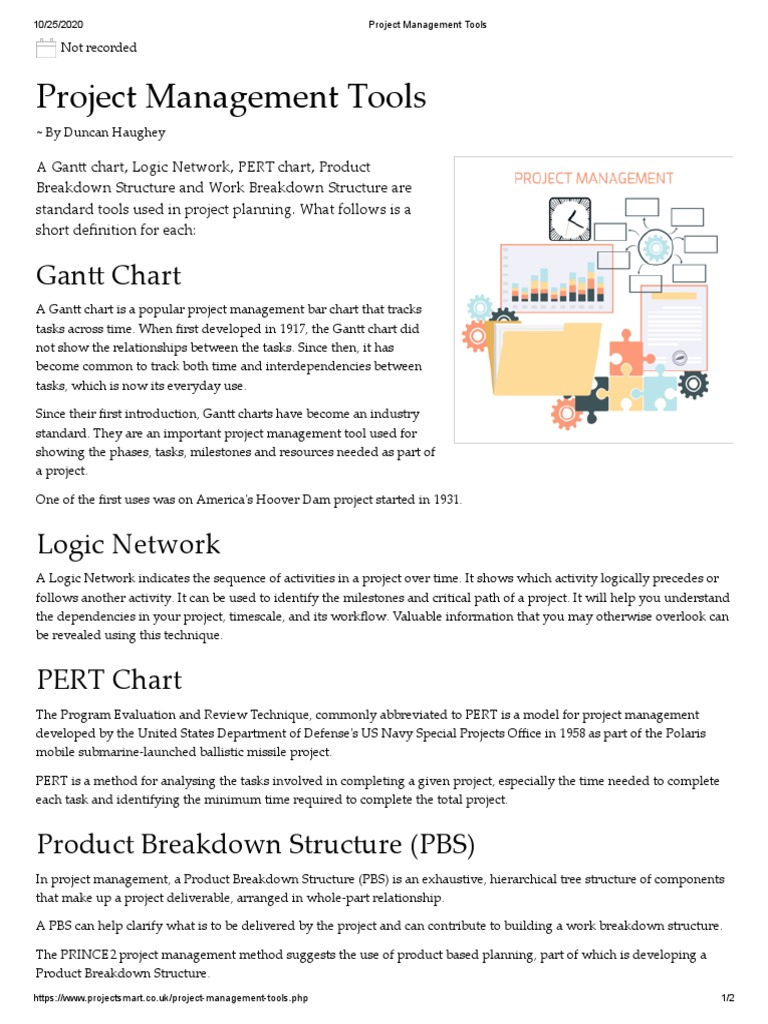 Project Management Tools: Gan Chart | PDF | Project Management ...
