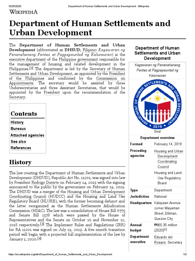 Department of Human Settlements and Urban Development - Wikipedia PDF ...