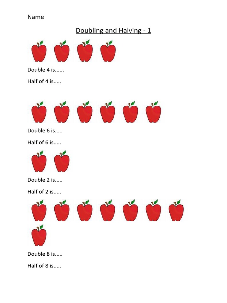 Doubling and Halving - 1: Double 4 Is...... Half of 4 Is.... | PDF ...