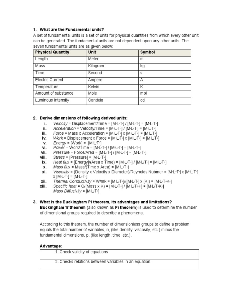 Assignment 1 (Dimensional Analysis) | PDF | Materials Science ...