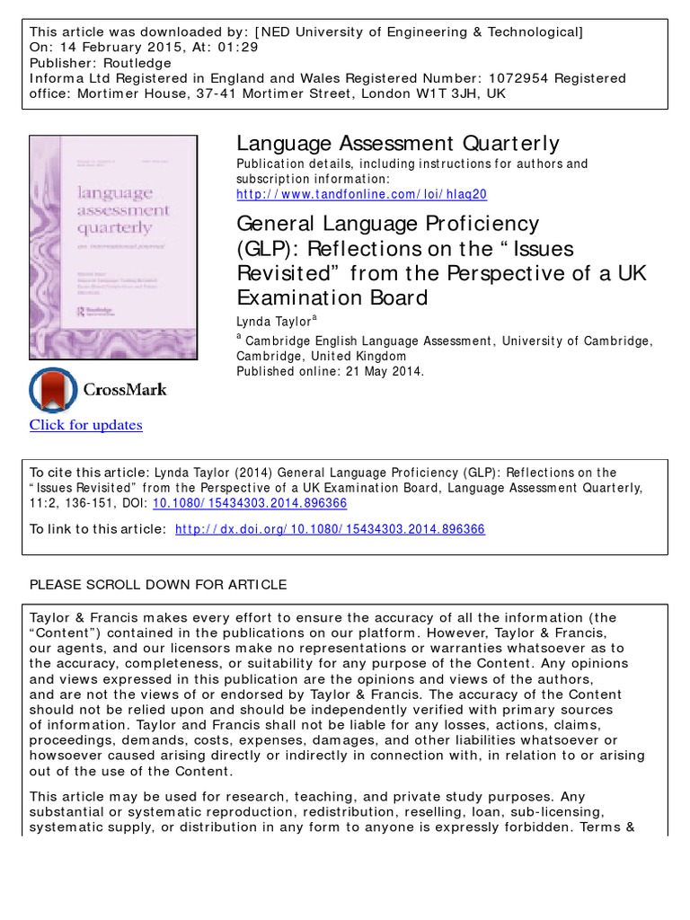 General Language Proficiency Issues Revisited | PDF | English As A ...