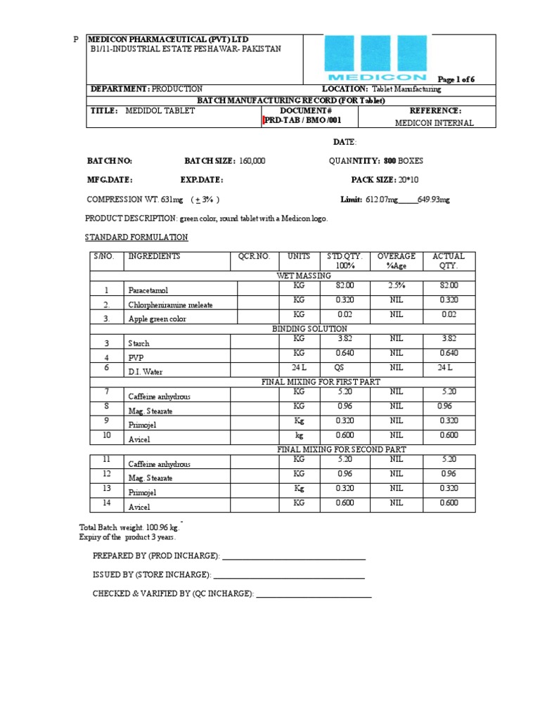 Medidol Tablet | PDF | Tablet (Pharmacy) | Materials