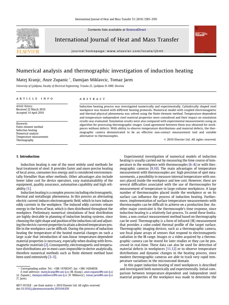 International Journal of Heat and Mass Transfer: Matej Kranjc, Anze ...