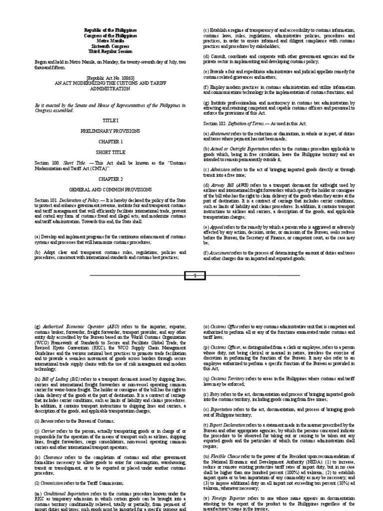 Customs Modernization Act Overview | PDF | Customs | Cargo