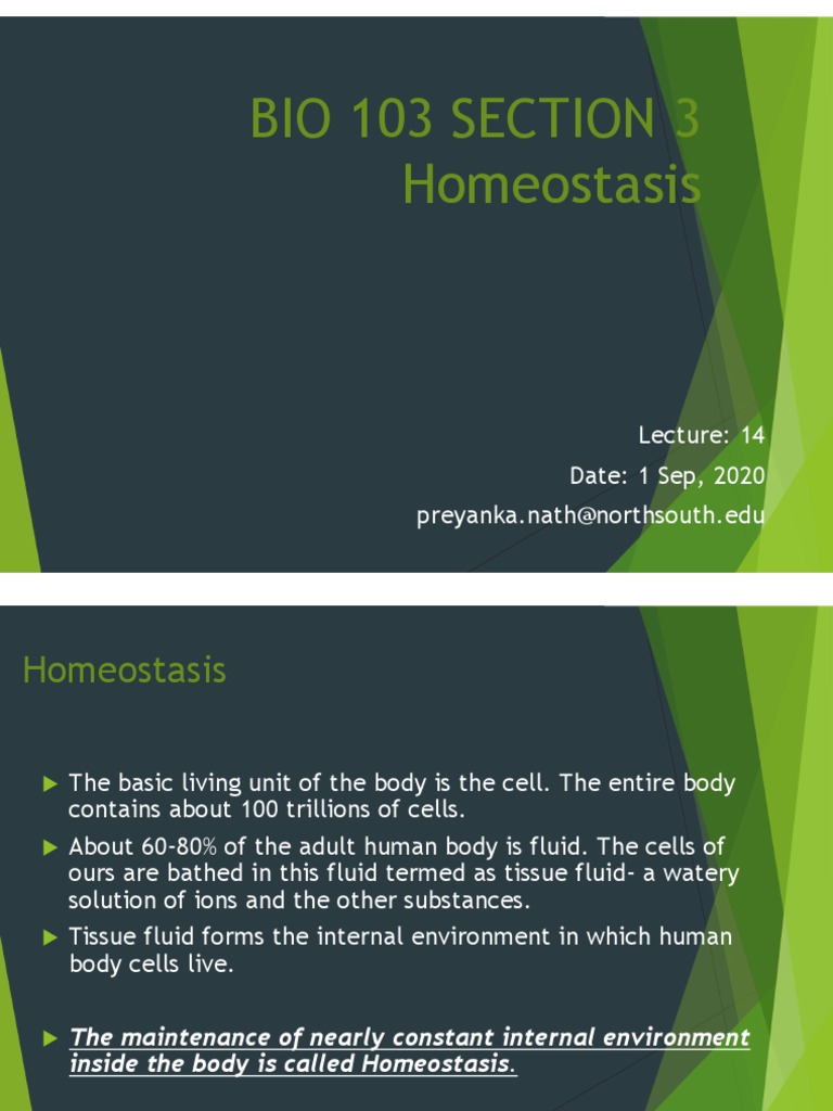 Bio 103 Section 3 Homeostasis: Date: 1 Sep, 2020 Preyanka - Nath ...