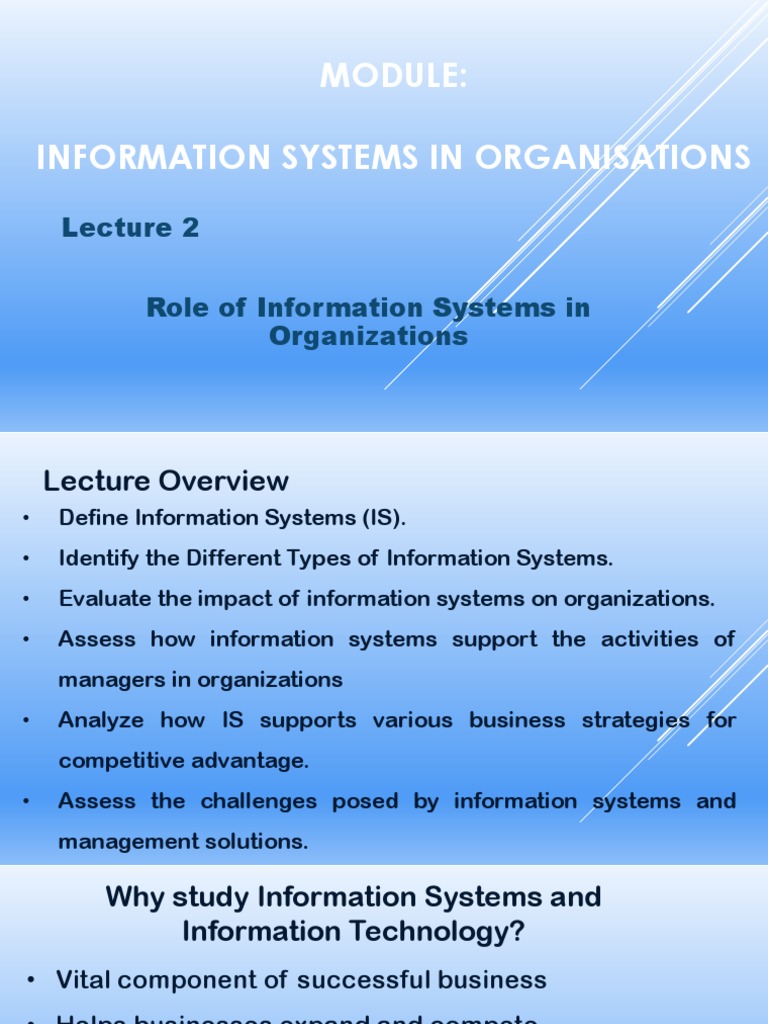 Lecture 2 - IT Notes | PDF | Information System | Competitive Advantage