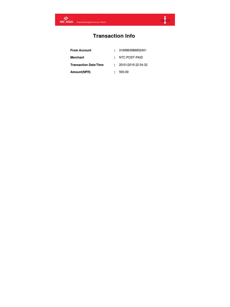 Transaction Info: From Account Merchant Transaction Date/Time | PDF ...