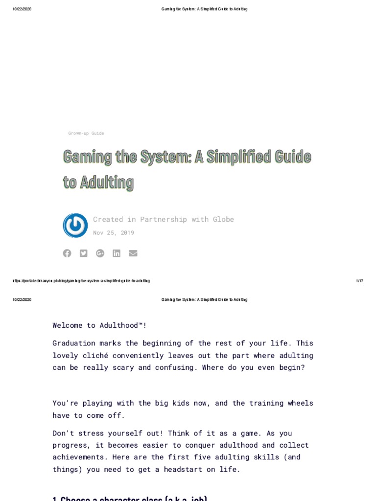 Gaming The System - A Simplified Guide To Adulting | PDF | Call Centre ...