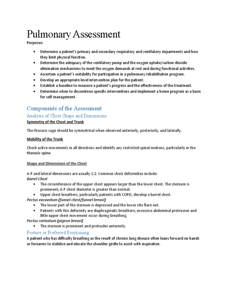 Pulmonary Assessment: Components of The Assessment | PDF | Thorax ...