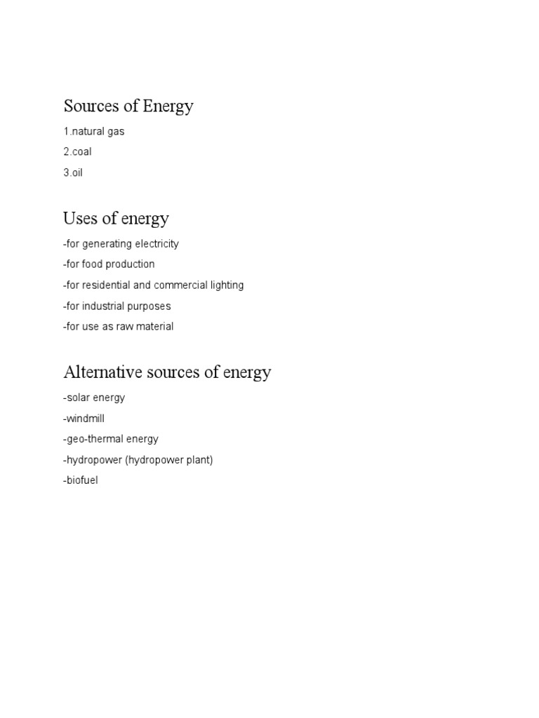 Sources of Energy | PDF