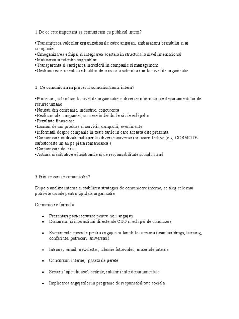 comunicarea interna