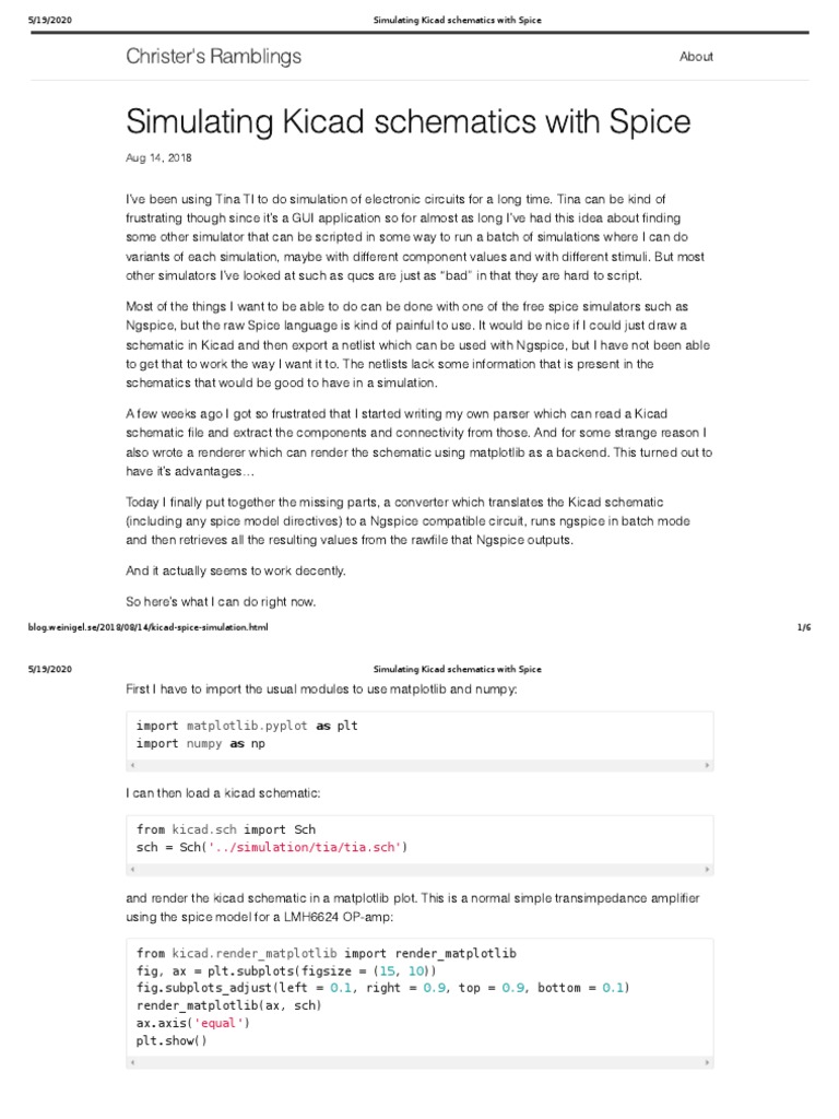 Simulating Kicad Schematics With Spice | PDF | Spice | Computer Engineering