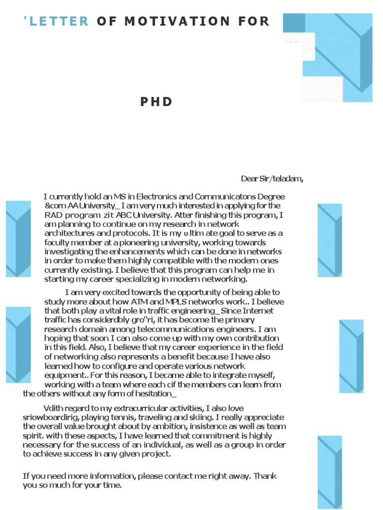 PhD Motivation Letter Example | PDF