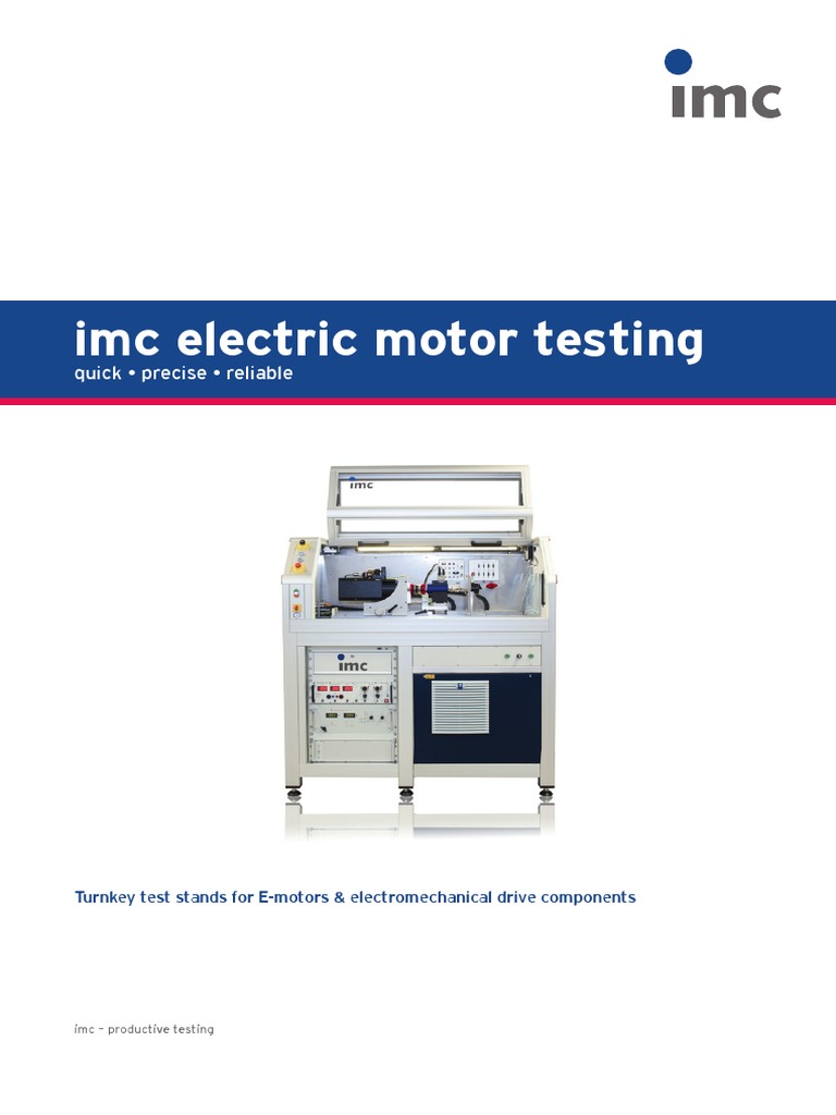 Imc Electric Motor Testing: Quick - Precise - Reliable | PDF | Electric ...