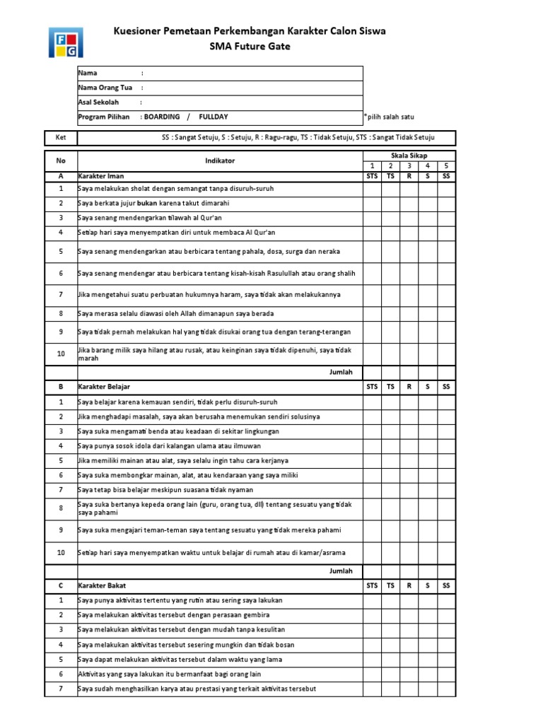 Kuisioner Dan Wawancara PPDB 2021-2022 - Siswa (Revisi) | PDF Kuisioner Dan Wawancara PPDB 2021-2022 - Siswa (Revisi) | PDF
