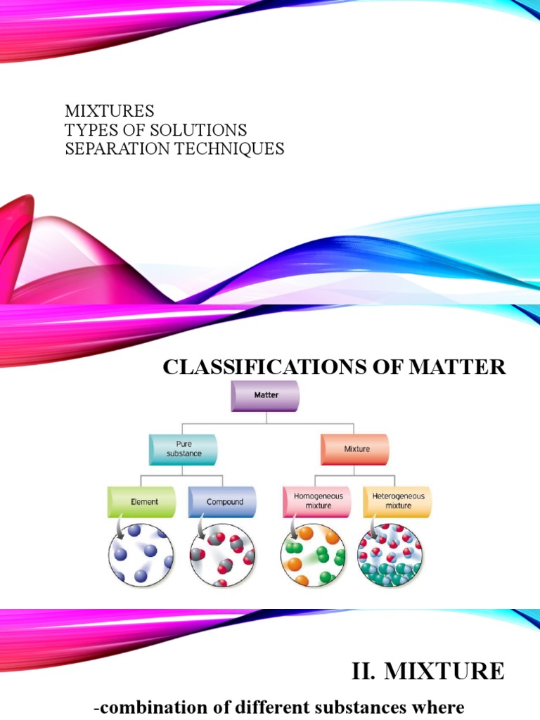 Mixtures Types of Solutions Separation Techniques | PDF | Solution ...