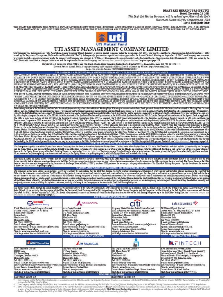 UTI Asset Management Company Limited - DRHP - 20191223130106 | PDF ...