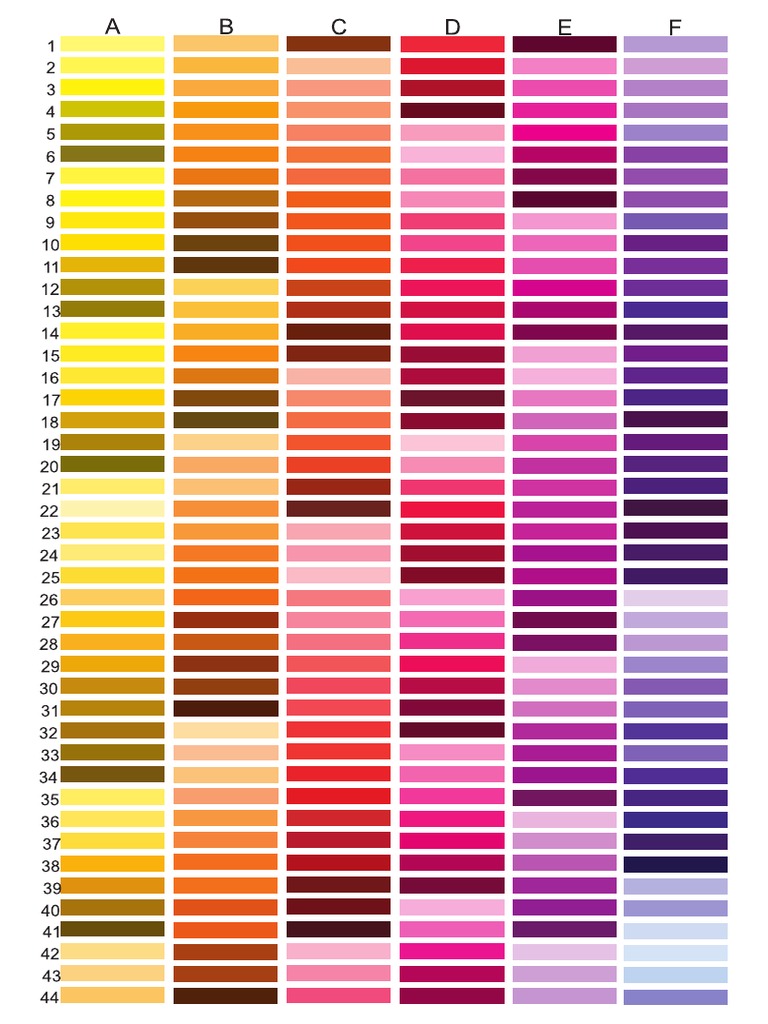 Tabela de Cor CMYK Normal