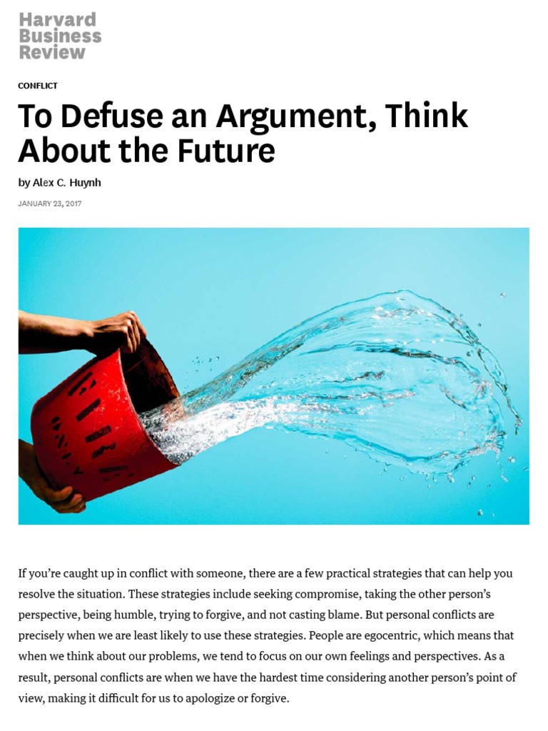 To Defuse An Argument, Think About The Future: by Alex C. Huynh | PDF ...