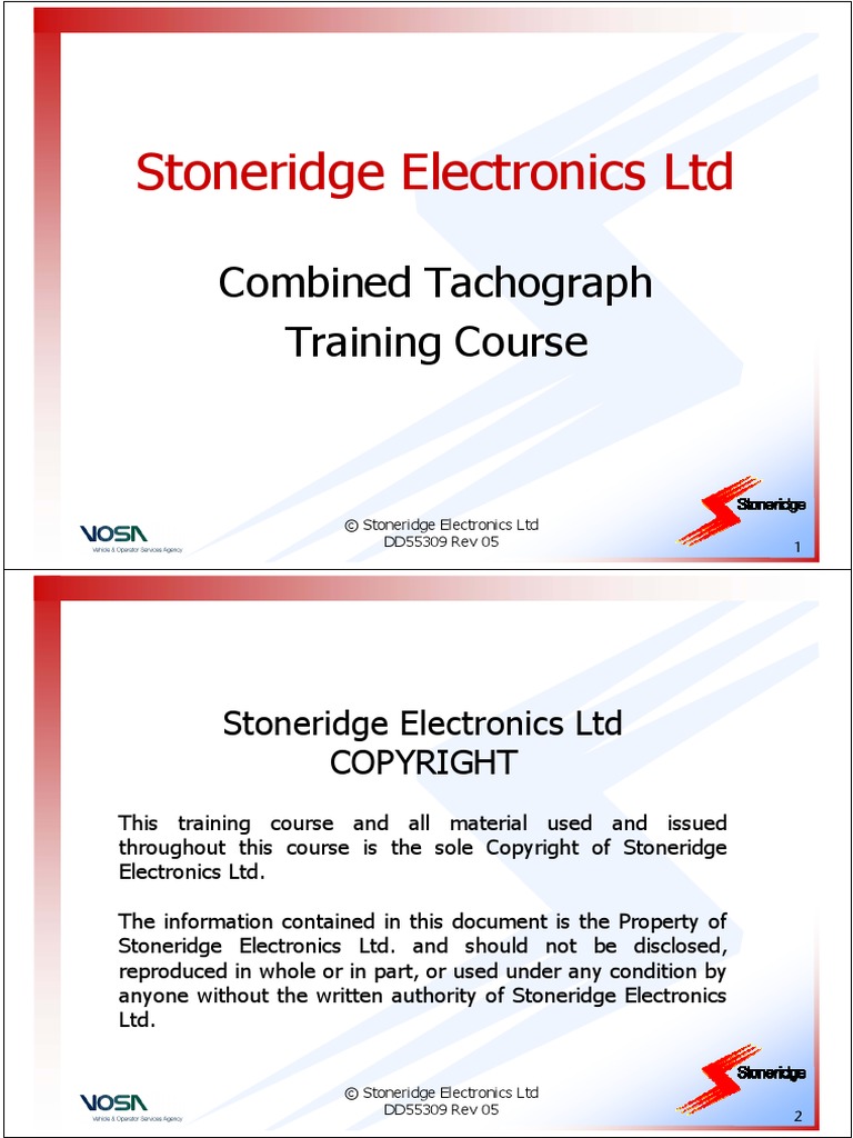 DD55309 Rev05 Combined Tacho Training | PDF | Vehicle Technology ...