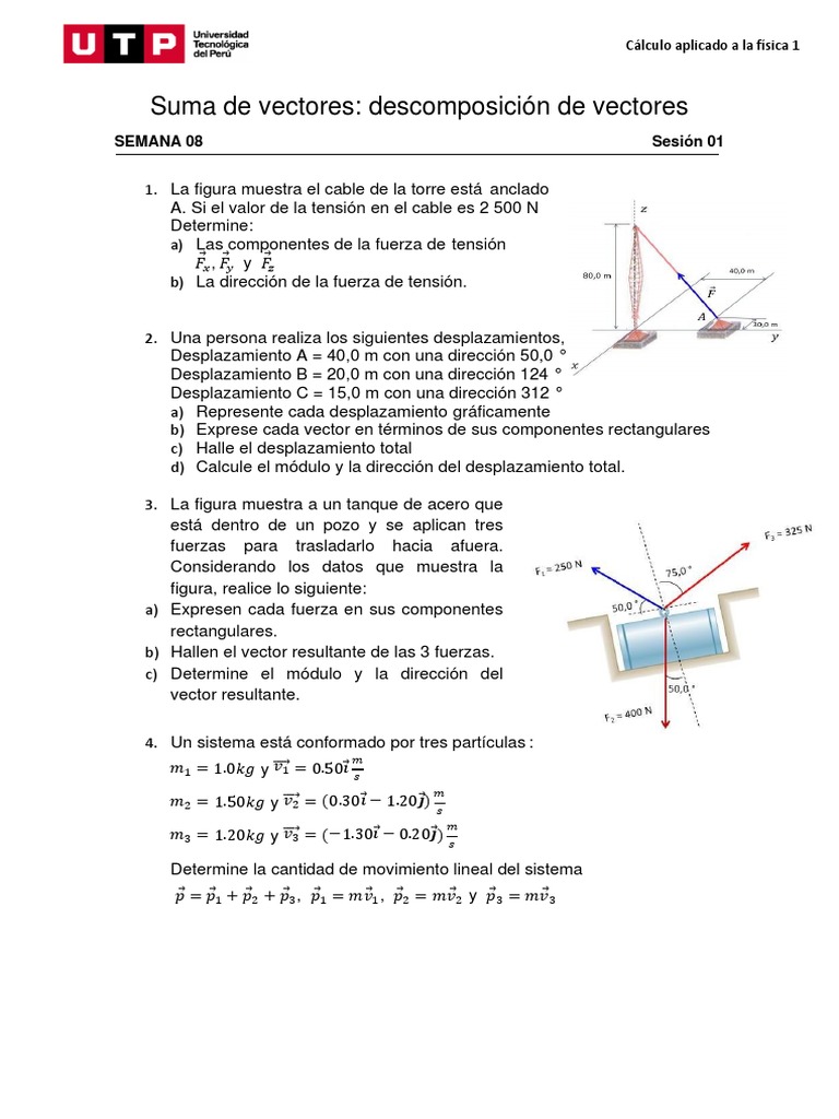 S08. S1-Resolver Ejercicios | PDF | Vector Euclidiano | Fuerza