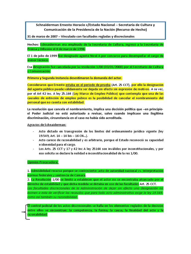 Resumen Fallo Schnaiderman Ernesto Horacio | PDF | Gobierno | Justicia