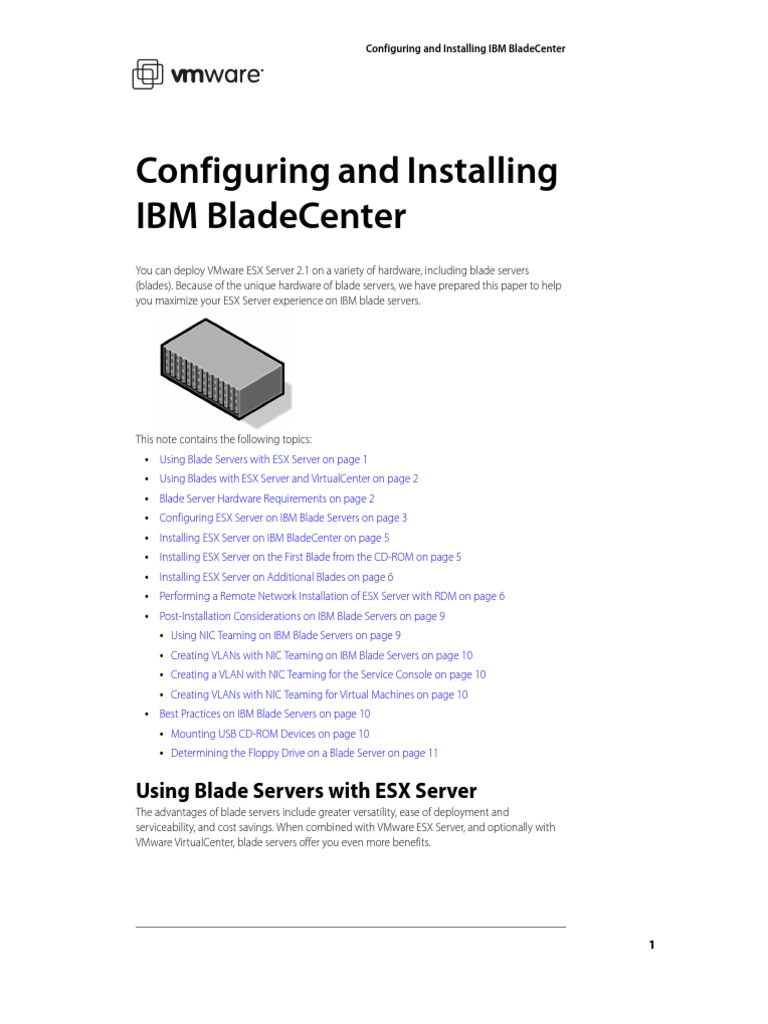 Configuring and Installing Ibm Bladecenter: Using Blade Servers With ...
