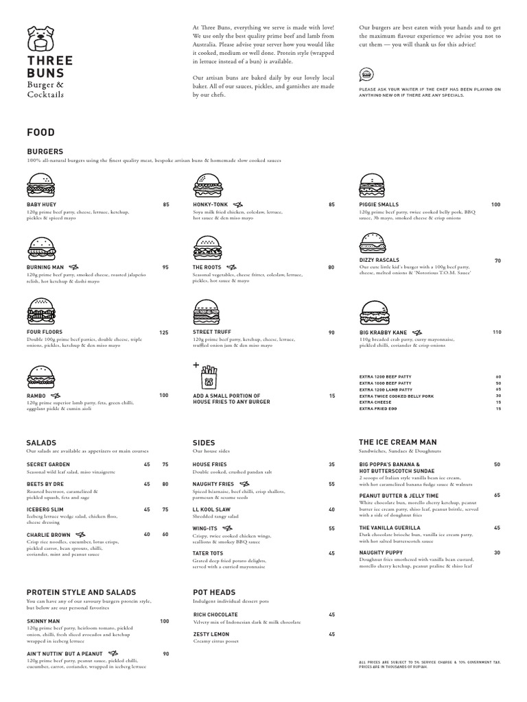 3buns A3+menu New | Download Free PDF | Hamburgers | Pickling