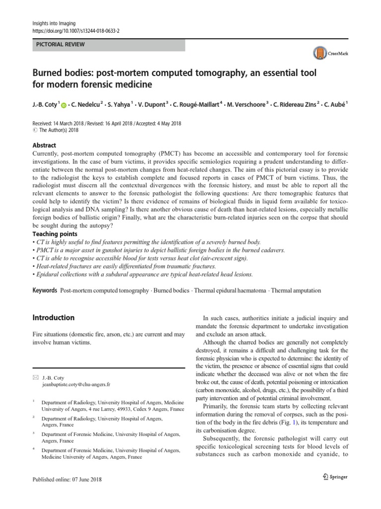 Post-Mortem CT of Burned Bodies | PDF | Autopsy | Ct Scan