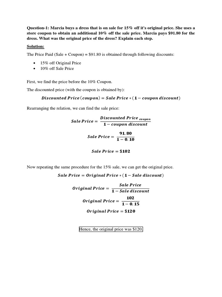 Solving Multi-Step Word Problems Involving Discounts, Percentages, and ...