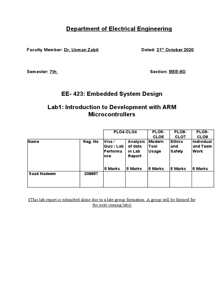 BEE-9D ESD Lab 1 | PDF | Integrated Circuit | Computer Architecture