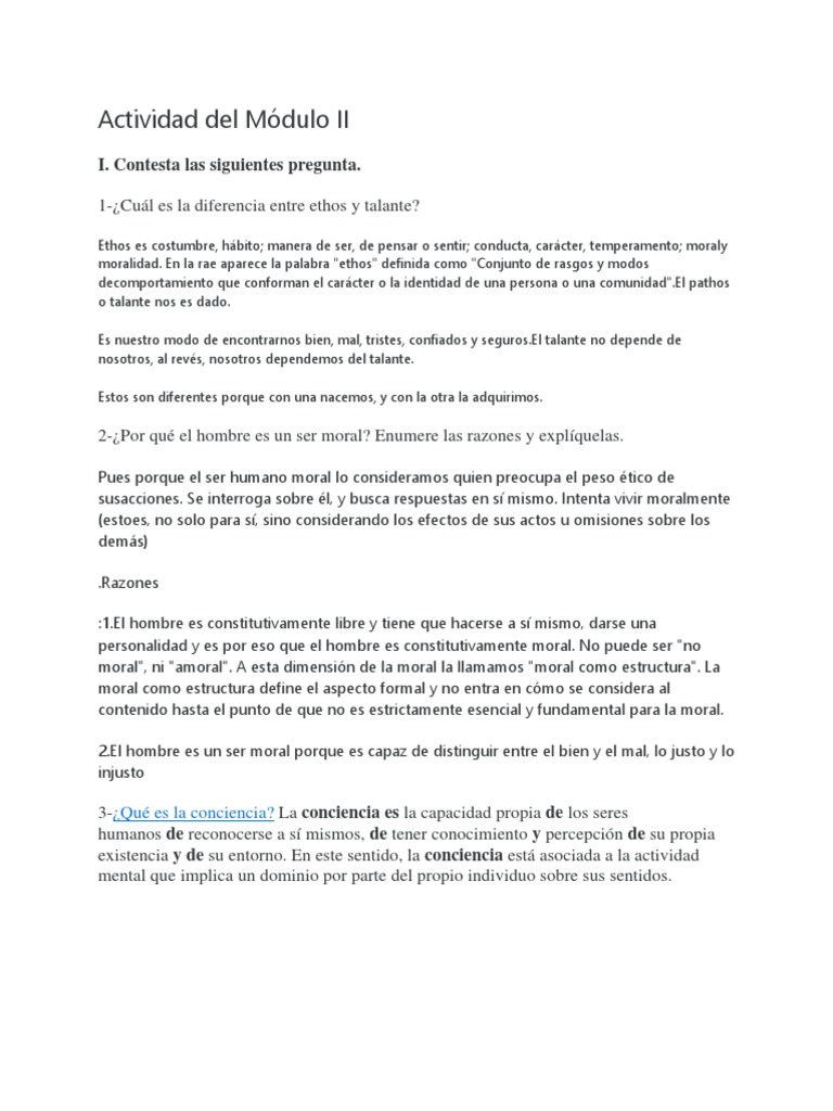 Actividad Del Módulo II | PDF | Moralidad | Mal