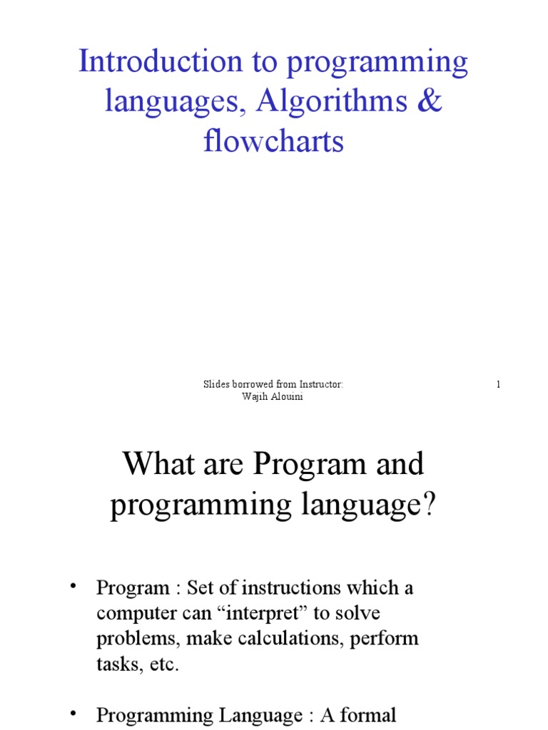 Introduction To Programming Languages, Algorithms & Flowcharts | PDF ...