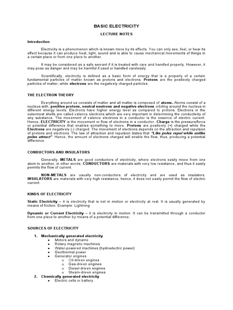 Basic Electricity | PDF | Electrical Wiring | Series And Parallel Circuits