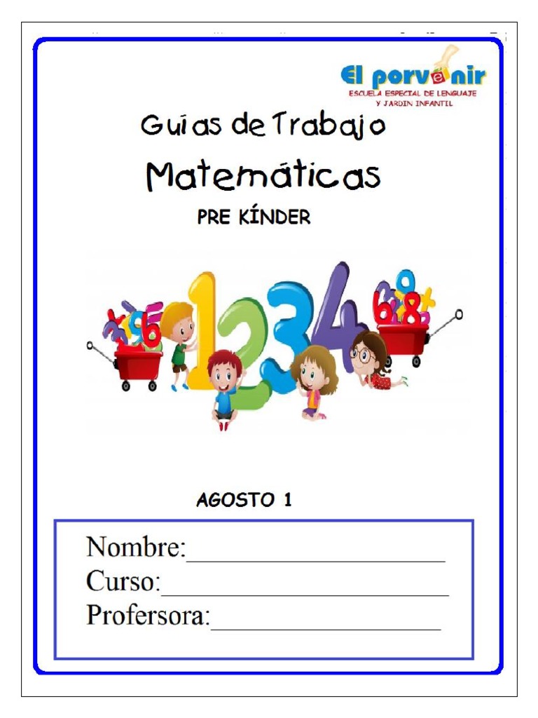 Guia de MATEMÁTICAS Pre Kinder Agosto 1.0 | PDF