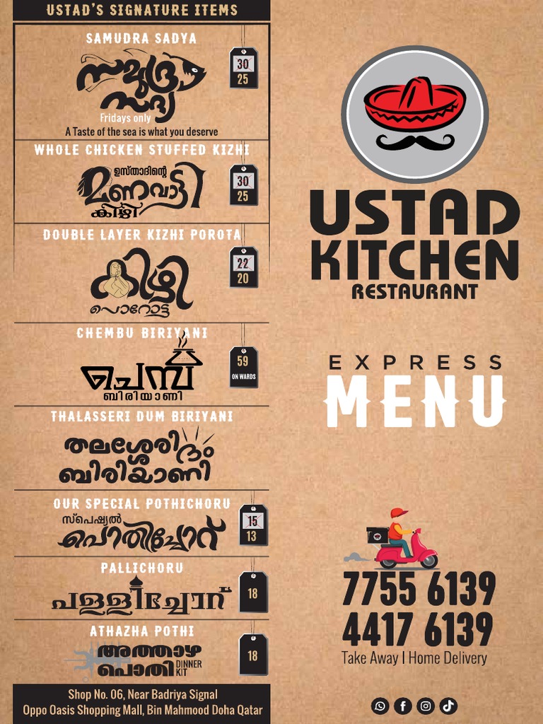 Ustad Kitchen Restaurant - Home Delivery Menu | PDF
