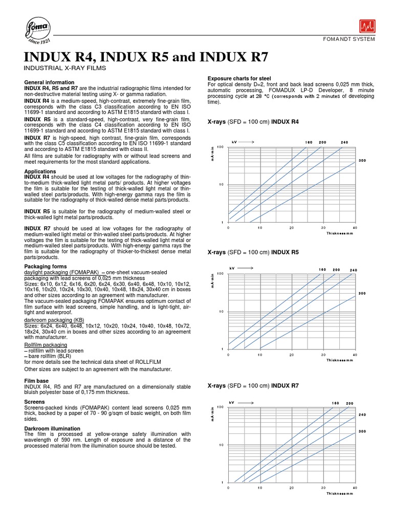 Indux R4, Indux R5 and Indux R7: Industrial X-Ray Films | PDF ...