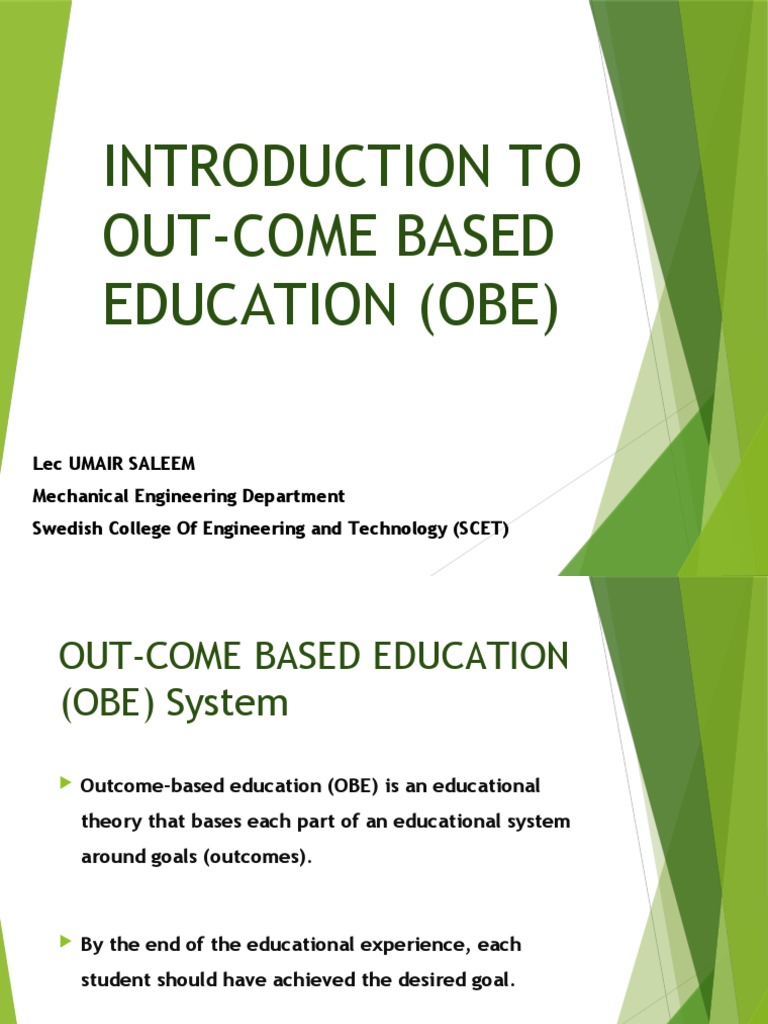 Introduction To Out-Come Based Education (Obe) | PDF | Learning ...