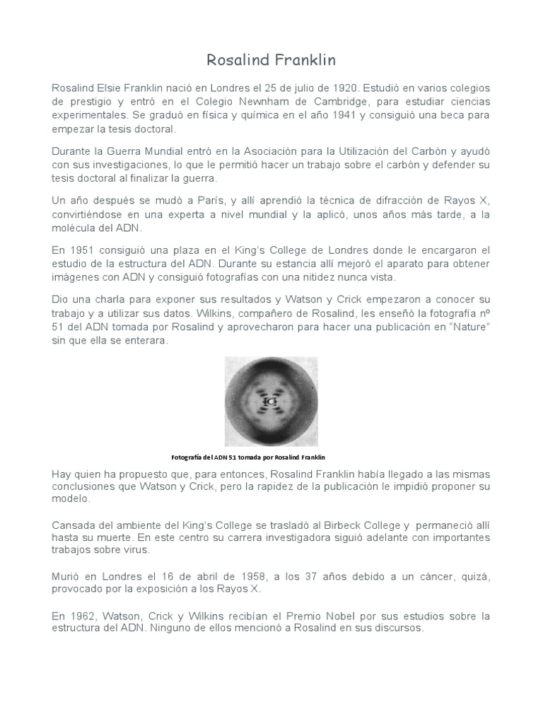 Rosalind Franklin - TRABAJO | PDF