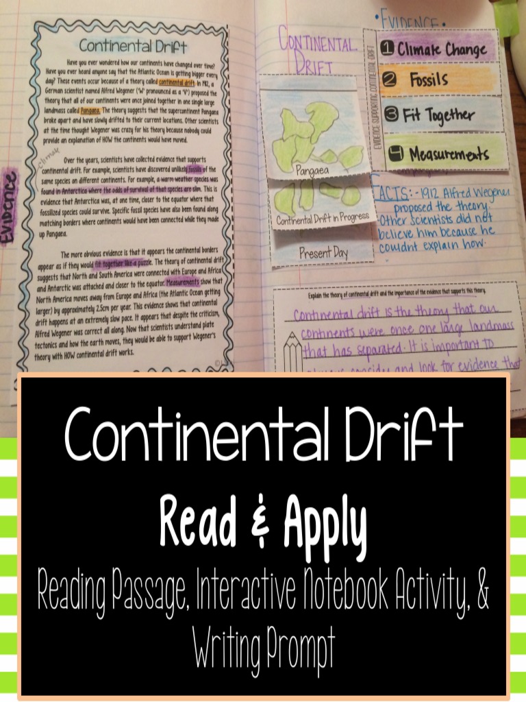 Continental Drift Reading Comprehension Interactive Notebook | PDF ...