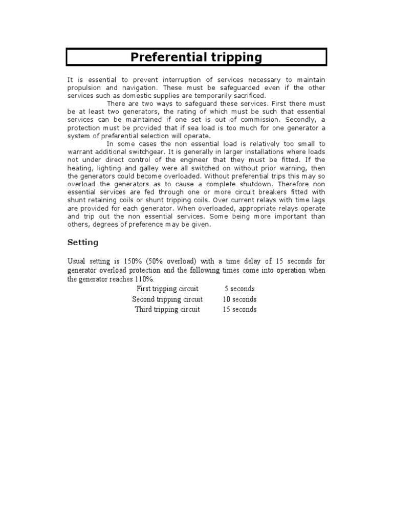 Preferential Tripping | PDF