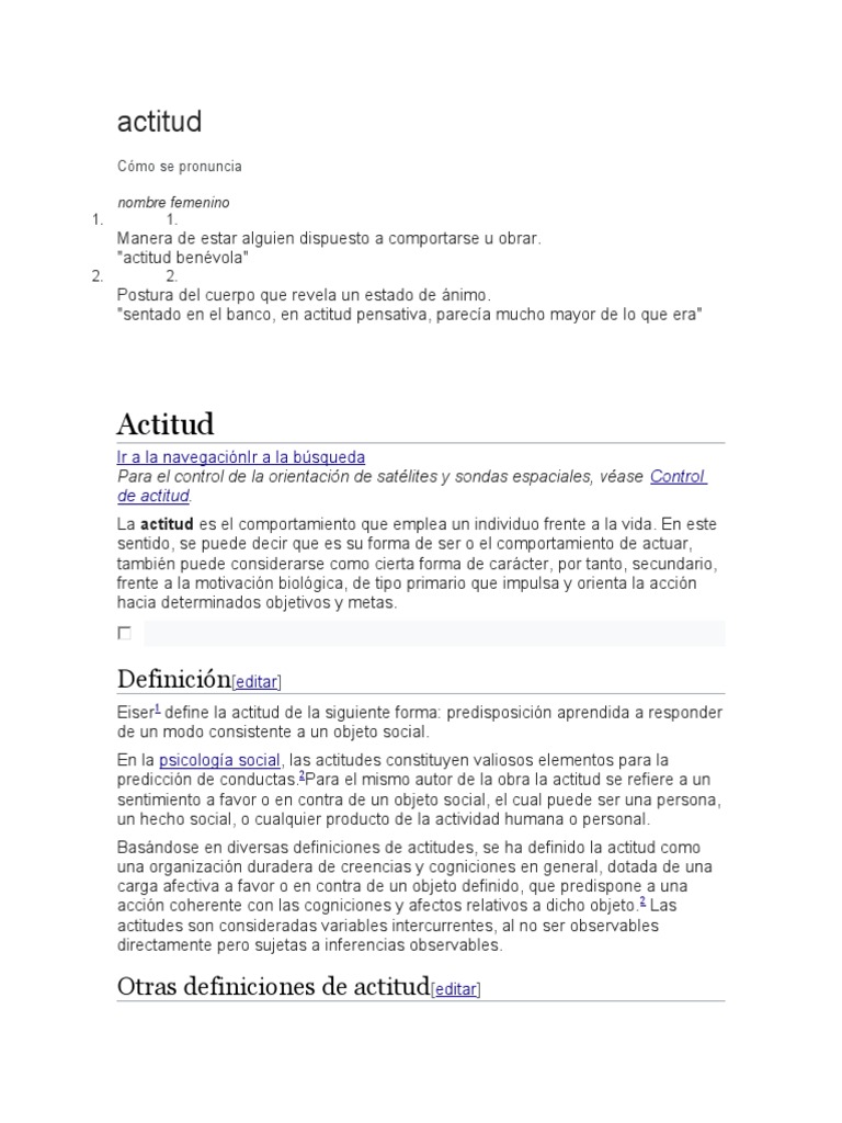 Definición y Concepto de Actitud | PDF | Actitud (psicología ...